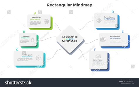 Mind Map Six Paper White Elements Stock Vector Royalty Free