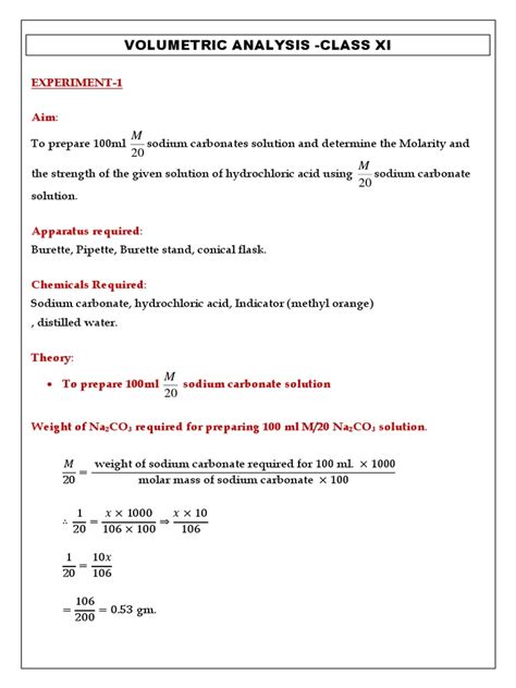 Class Xi Practicals Procedure Pdf Chemistry Titration