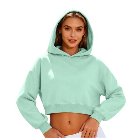 Felirenzacia Womens Cropped Hoodie 350g Hooded Sweatshirt Elastic