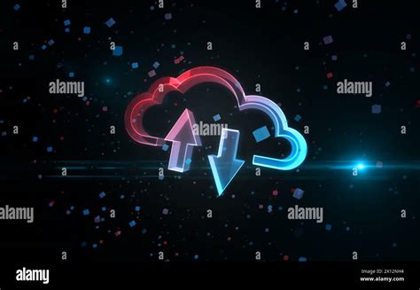 Cloud Computing Server Mobile Access Storage Symbol Digital Concept Holographic Glass Cyber