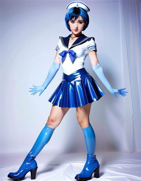 Sailor Mercury In Latex Uniform Stable Diffusion Online