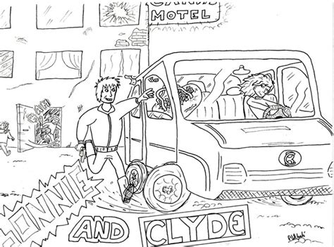 Clyde Bonnie Sketch Coloring Page