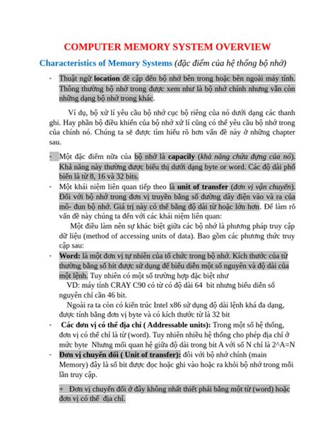 characteristics of memory systems pdf