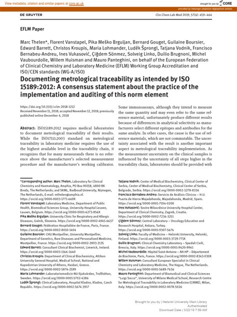 Trazabilidad Metrologica Y 15189 Pdf Metrology Calibration