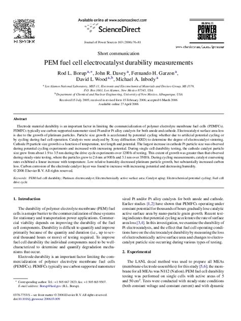 Pdf Pem Fuel Cell Electrocatalyst Durability Measurements