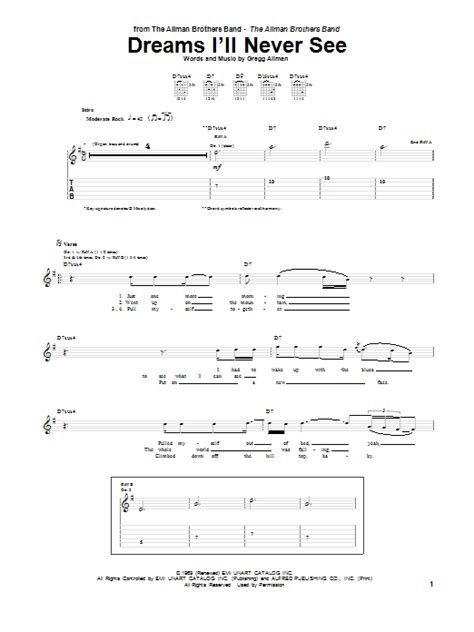 Dreams I Ll Never See Guitar Tab By The Allman Brothers Band Guitar Tab 91431