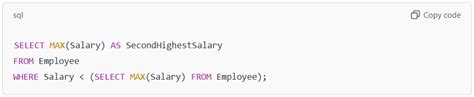 Find The Second Highest Salary In Sql