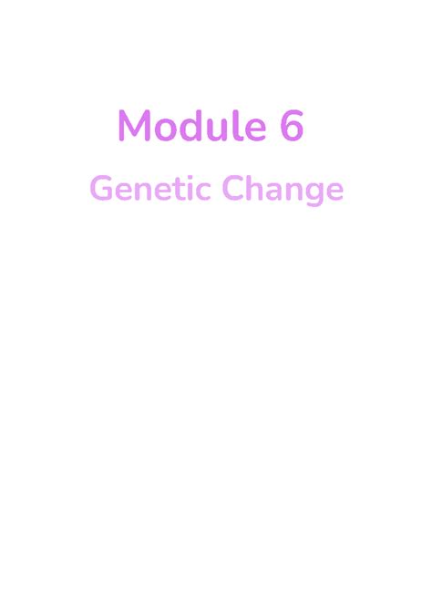 Biology Notes Module Genetic Change Module Genetic Change Mutation How Does Mutation
