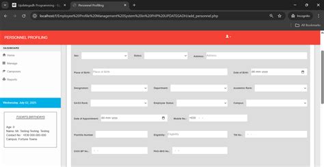 Employee Profile Management System In Php