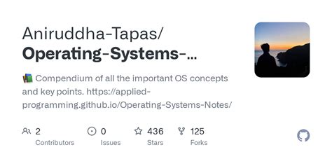 Github Aniruddha Tapasoperating Systems Notes Books Compendium Of