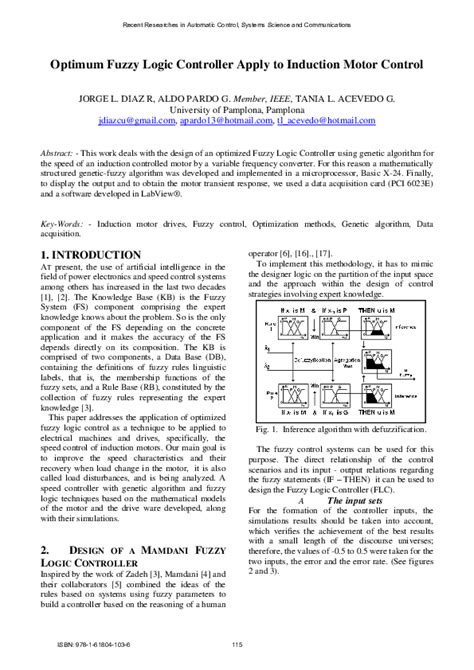 Pdf Optimum Fuzzy Logic Controller Apply To Induction Motor Control