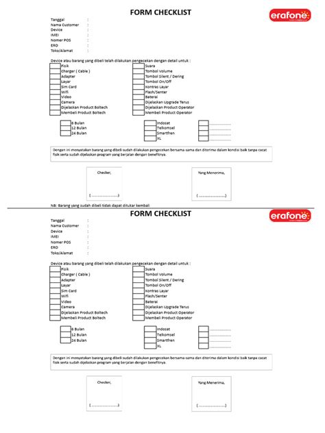 Form Checklist Xlsx Erafone Pdf Form Checklist Xlsx Erafone Pdf
