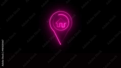 Home Location Icon Animation Neon Map Location Map Pin Pointer On GPS Map Tracker Animation