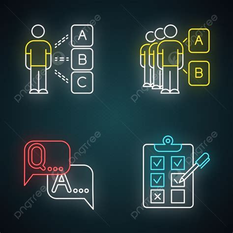Light Set Vector Hd Images Survey Neon Light Icons Set Answer Neon Light Png Image For Free