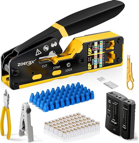 Zoerax Ethernet Crimping Tool Kit Rj45 Crimp Tools Cat5 Cat5e Cat6 Rj45 Crimping Tool Kit With