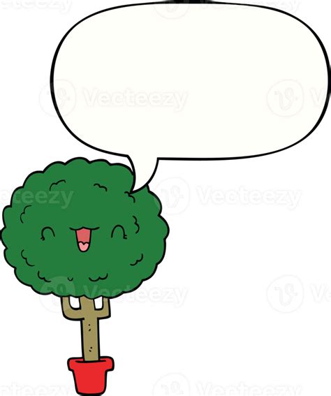 Cartoon Happy Tree With Speech Bubble 45202897 Png