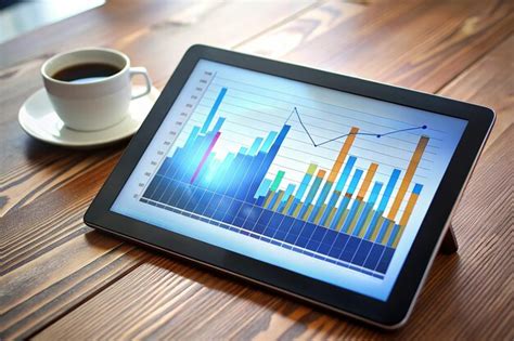 Financial Analytics On Tablet With Aigenerated Graph Display Premium