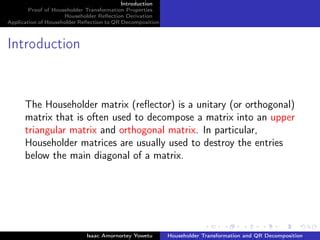 Householder Transformation Householder Reflection With QR