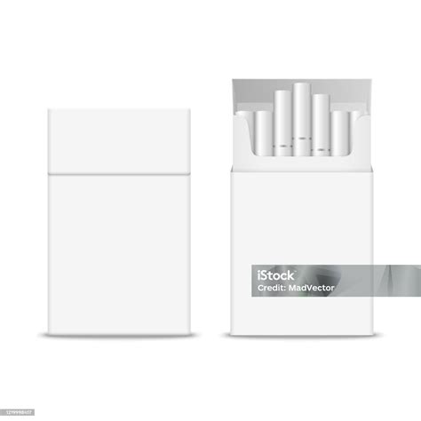 벡터 3d 현실적인 폐쇄 및 흰색 배경에 격리 담배 팩 상자 아이콘 설정으로 빈 명확한 열린 디자인 템플릿 연기 문제 개념 담배