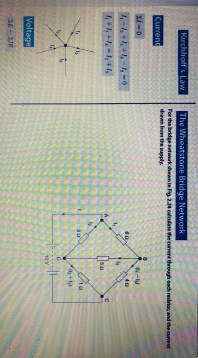 solved kirchhoff s law the wheatstone bridge network for the
