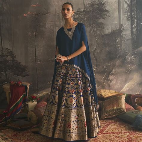 Transitional Season Blue Art Silk Lehenga Formal Banarasi Silk