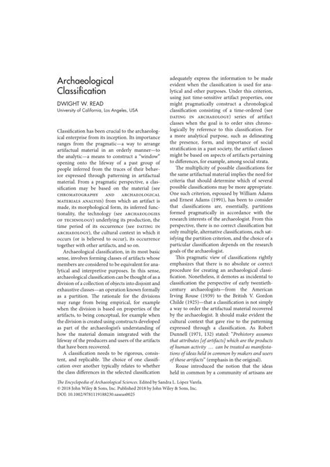 pdf archaeological classification