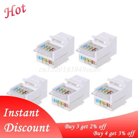 5pcs Cat5e Utp Network Module Tool Free Rj45 Connector Cable Adapter For Amp Grandado