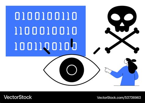 Cybersecurity Threats Depicted With Binary Code Vector Image