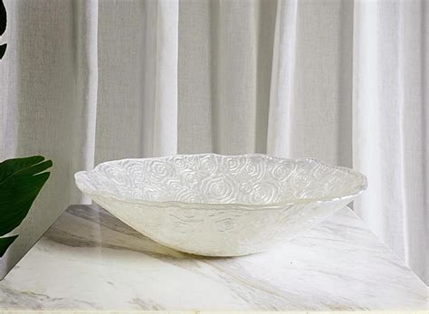 Ivv Italian Handmade Glass Bowl 33cm Pearly White Etsy