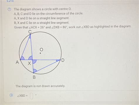 Solved 9 Of 10 The Diagram Shows A Circle With Centre O A B C And D