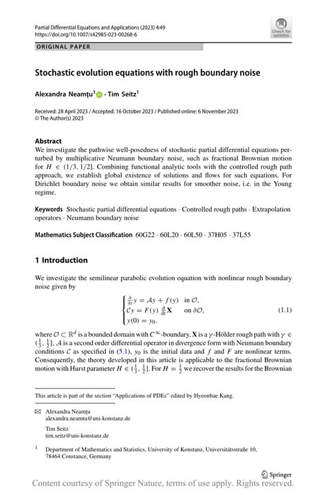Pdf Stochastic Evolution Equations With Rough Boundary Noise