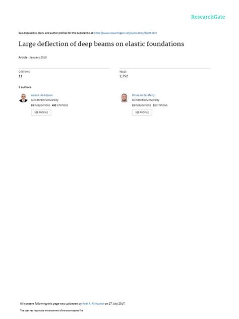 Large Deflection Of Deep Beams On Elastic Foundations Pdf Bending Beam Structure