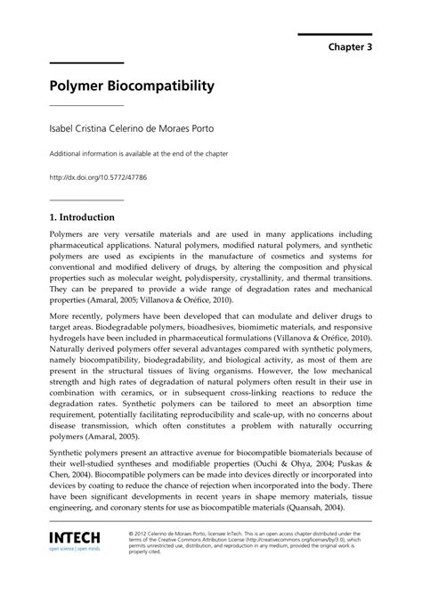 Pdf Polymer Biocompatibilityarticlesshow