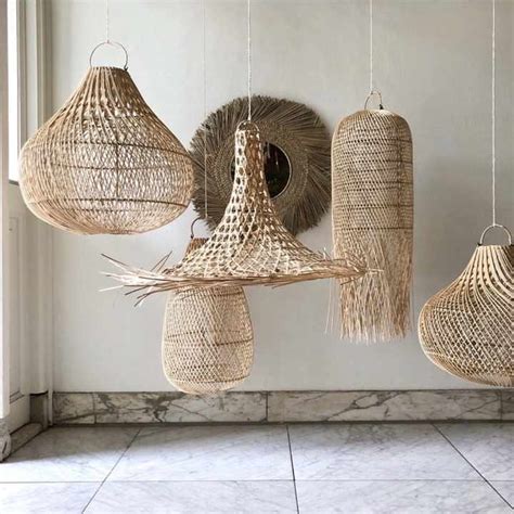 Handwoven Pendant Lamp Shade Rattan Wicker Lampshades