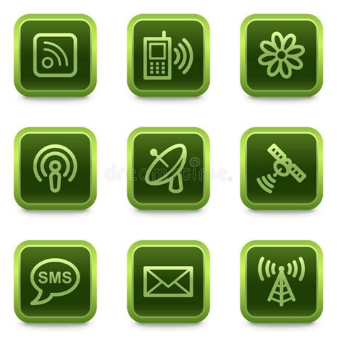 Communication Web Icons Green Square Buttons Stock Vector Illustration Of Buttons Podcast