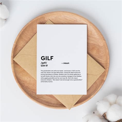 Funny Gilf Definition Print Wall Art Poster Gilf T For Grandma Id Like To F Quote Text