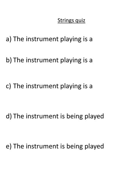 Strings Quiz Worksheet Live Worksheets