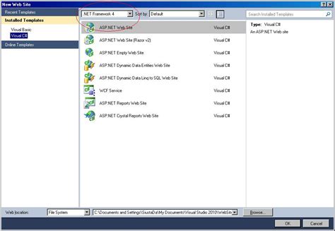 C Visual Web Developer 2010 Express Creating A Aspnet Web Site