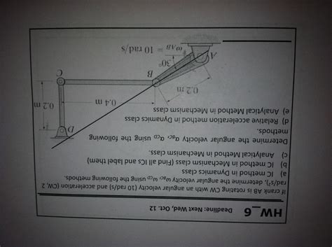 Solved If Crank AB Is Rotating CW With An Angular Velocity Chegg