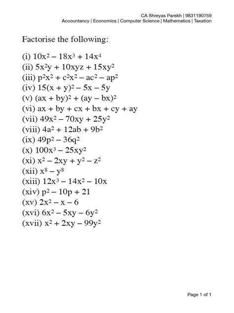 8 Maths Factorisation 1 Pdf