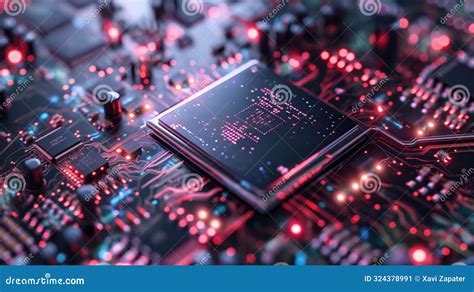 Chip On A Motherboard Cpu Central Processor Unit Electronic Circuit Board Stock Image Image Of
