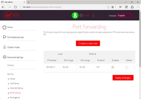 Enable Port Forwarding For The Virgin Media Hub 3 0 Cfos Software