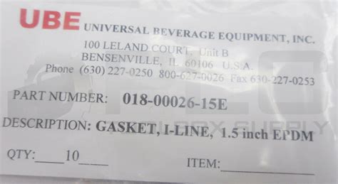 Lot Of 10 New Ube 018 00026 15e I Line Gasket 15 Epdm Plc Toolbox