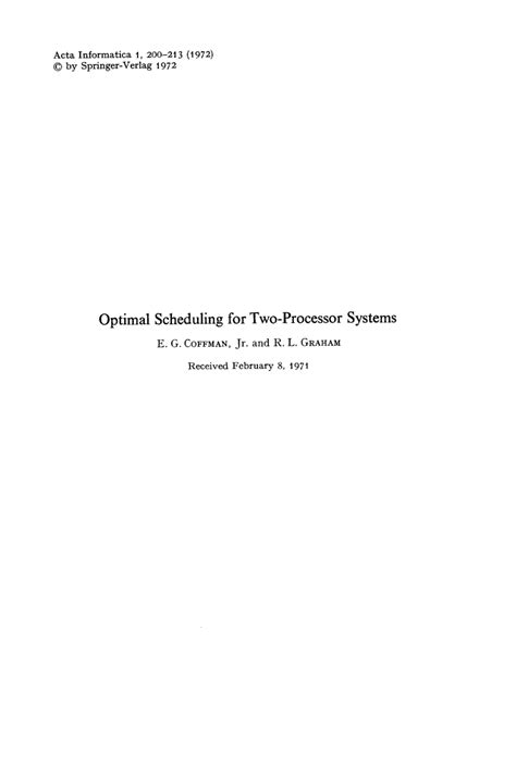 Pdf Optimal Scheduling For Two Processor Systems