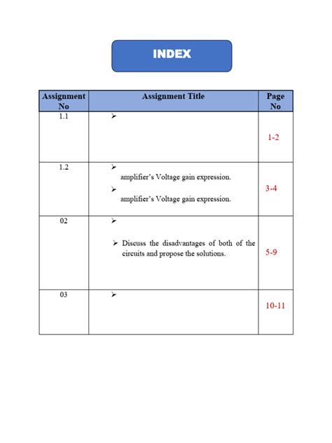Assignment Index Pdf