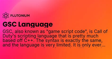 Gsc Language Plutonium Project