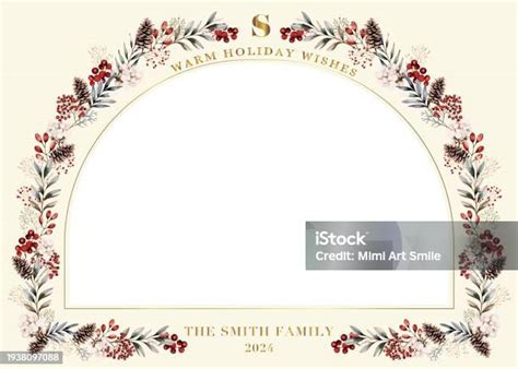 휴일 및 크리스마스 카드 템플릿 와 수채화 식물 와 꽃 Frame 벡터 일러스트 레이 션입니다 크리스마스에 대한 스톡 벡터 아트 및 기타 이미지 Istock