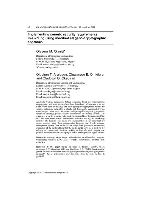 Implementing Generic Security Requirements In E Voting Using Modified Stegano Cryptographic Approach