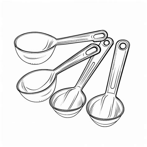 Premium Photo Sketches Of A Line Drawing Of Measuring Spoons And Measuring Spoons Generative Ai
