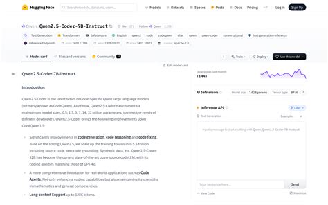Qwen25 Coder 7b Instruct使用入口地址 Ai模型最新工具和软件app下载